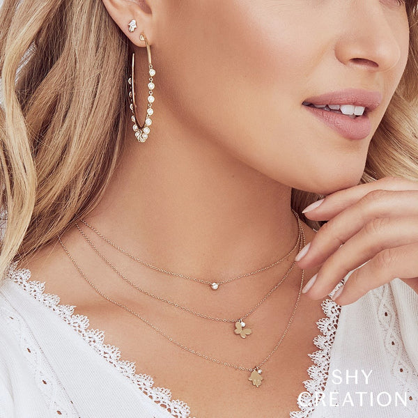 Shy Creation Single Diamond Bezel Necklace - Desires by Mikolay