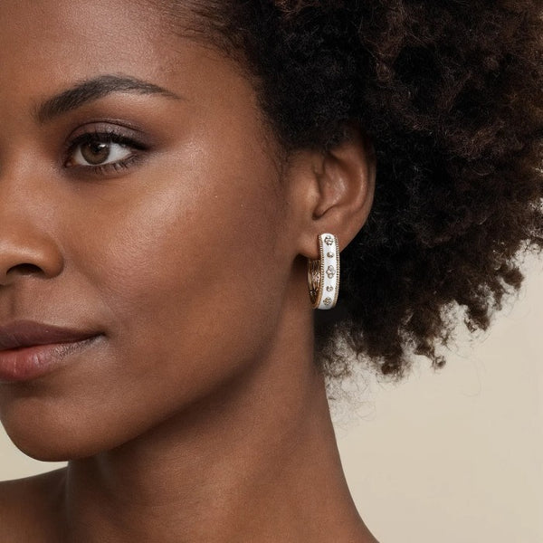 Gabriel & Co. Diamond White Enamel Bujukan Hoops - Desires by Mikolay
